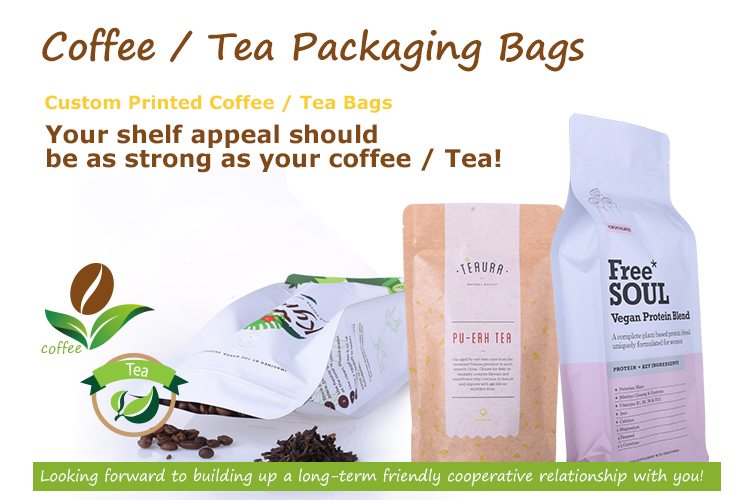 Custom Resealable White Kraft 250g Flat Bottom Coffee Bags with Valve ...